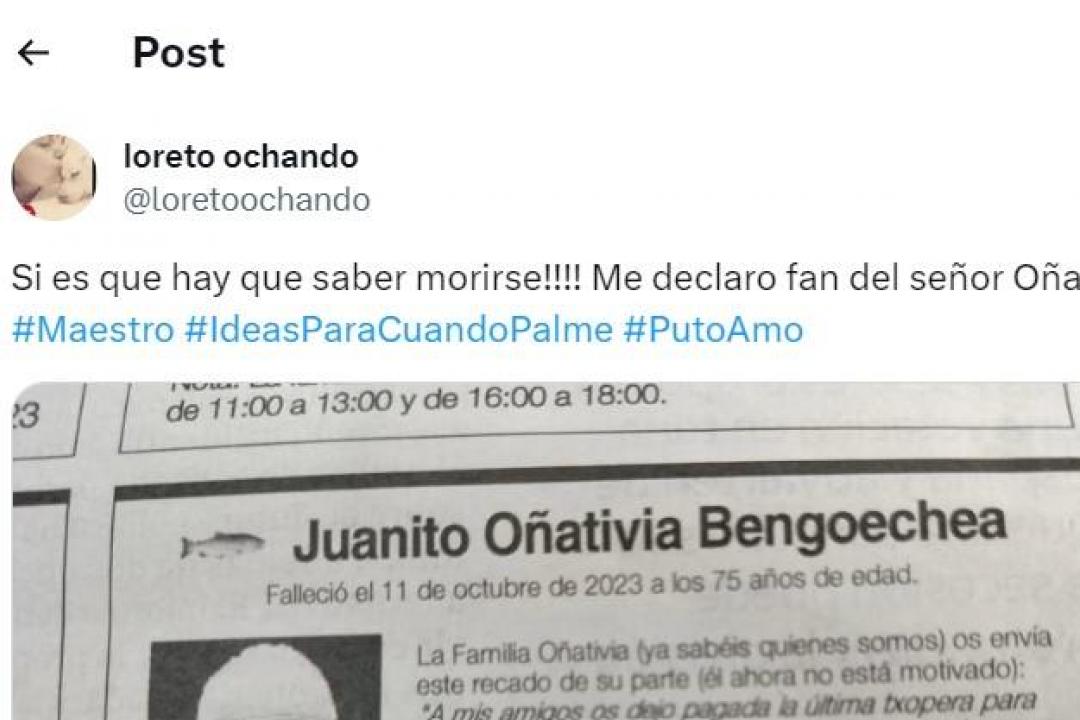 Esta peculiar esquela emociona a miles de personas: '¡Qué bueno!'
