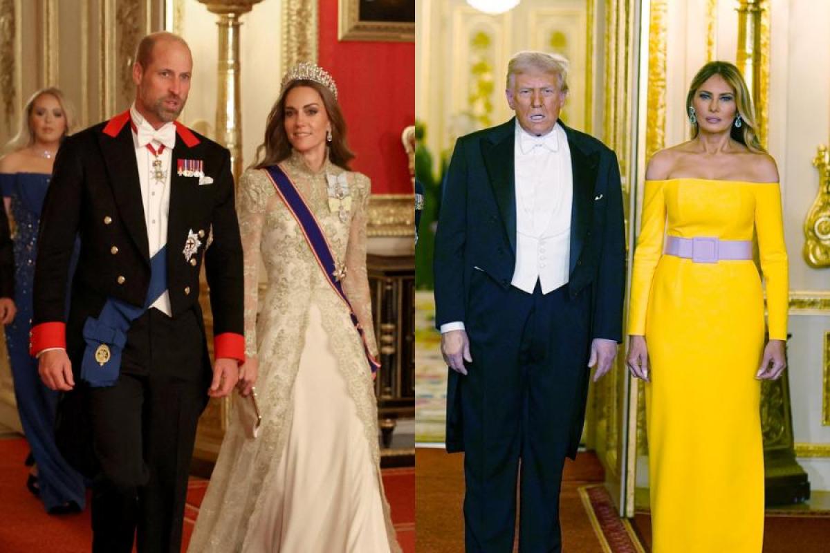 Kate Middleton deslumbra a Trump en la cena de gala y Melania se acuerda de Isabel II