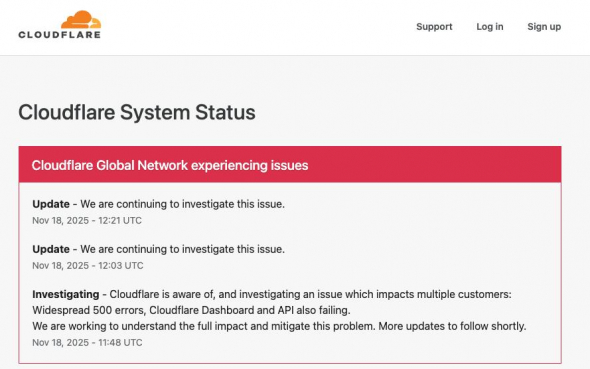 Un fallo de Cloudflare afecta durante horas a Twitter, ChatGPT, Slack, Perplexity y muchas otras ...
