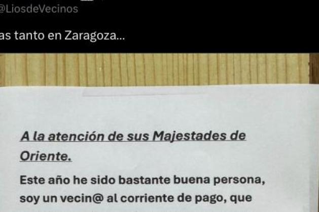 El cartel dirigido a los Reyes Magos en un edificio de Zaragoza es ...