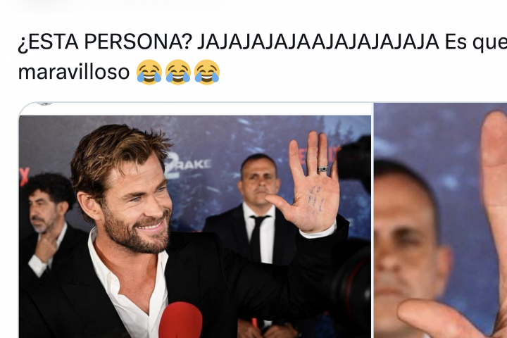 Enfocan a la mano de Chris Hemsworth y se lee claramente lo que pone en ...