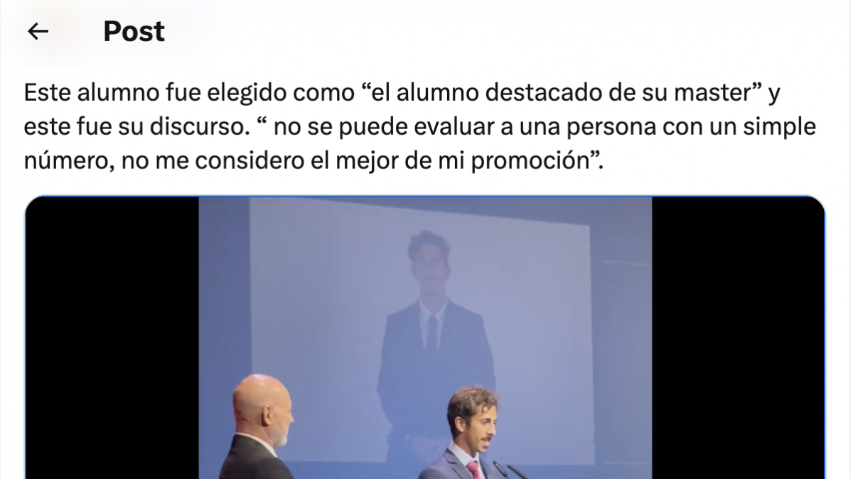 Le dan un premio por ser 'alumno destacado del máster' y deja un ...