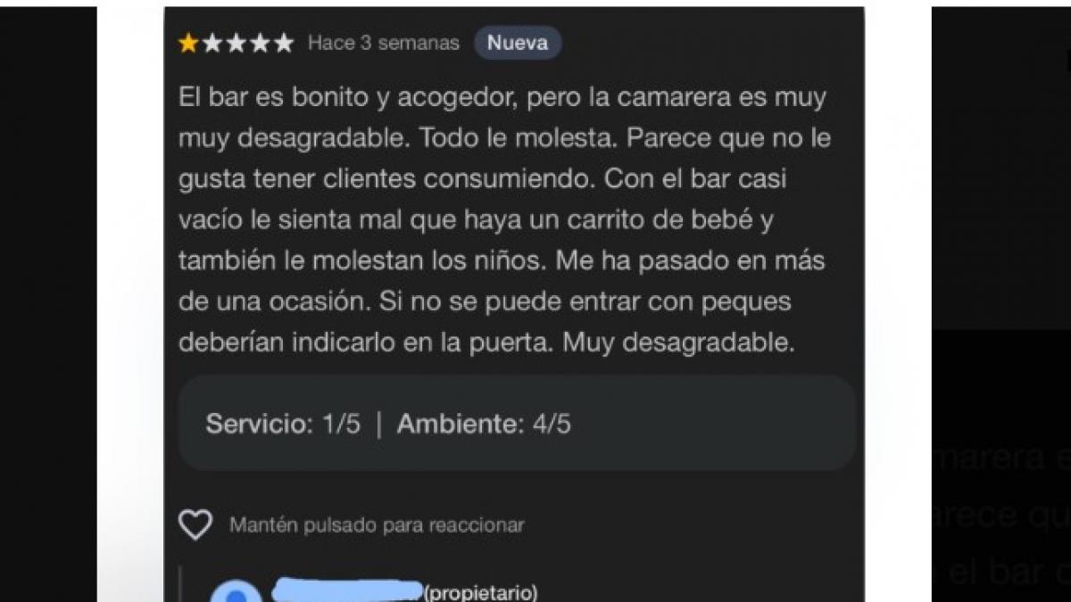 Se queja de que le han tratado mal en un bar por ir con niños y la ...