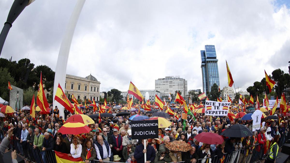 Miles de personas se manifiestan en la plaza de Colón para pedir la ...