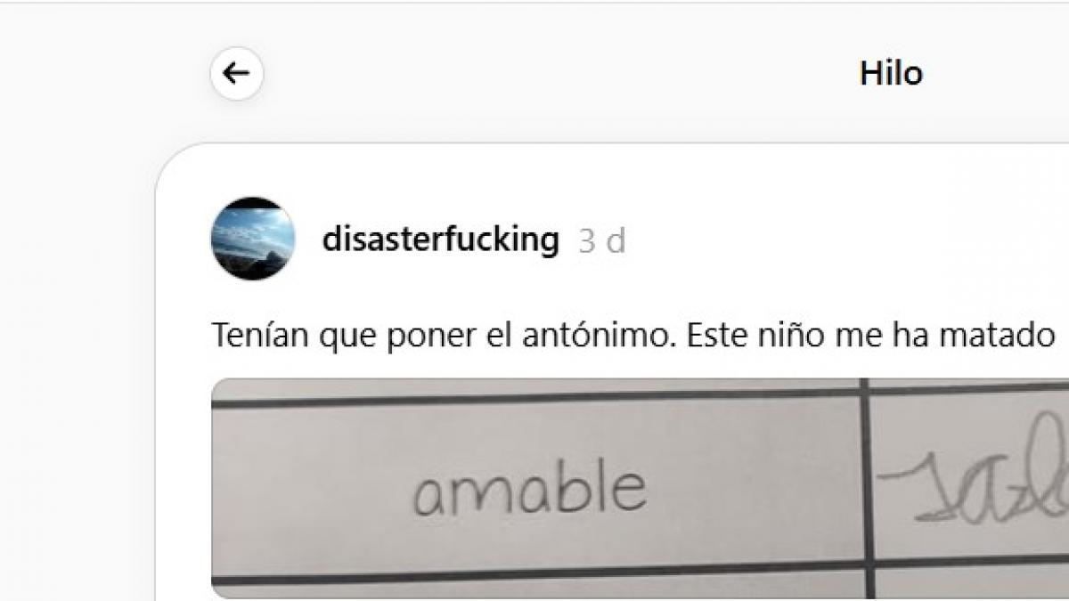 Un profesor pregunta a un niño el antónimo de 'amable' y su respuesta ...