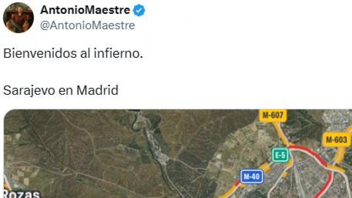 Esta imagen del mapa de atascos de Madrid que parece toda una película ...