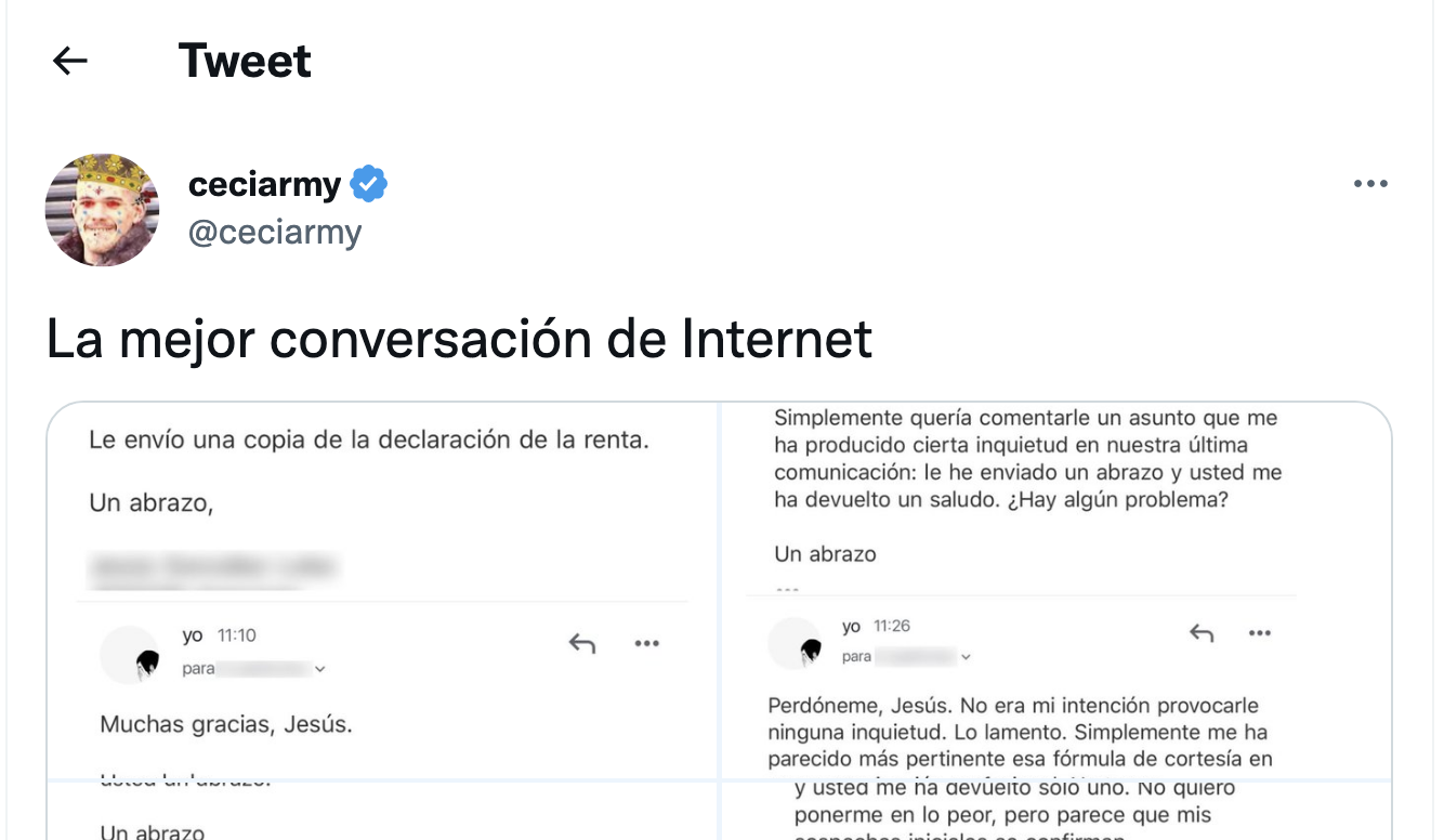 Le mandan por correo la declaración de la renta y la conversación de ...
