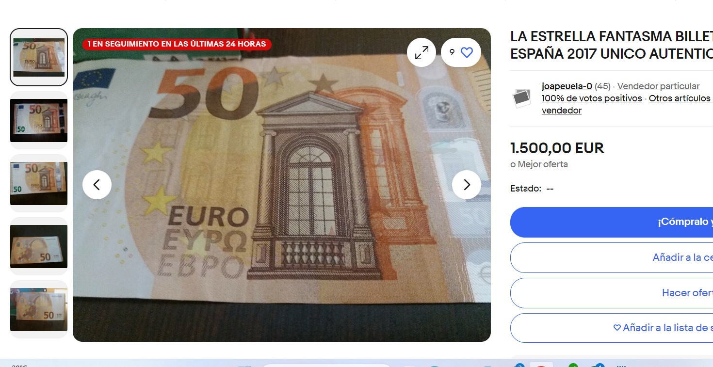 El peculiar billete de 50 euros de la estrella fantasma dispara su ...