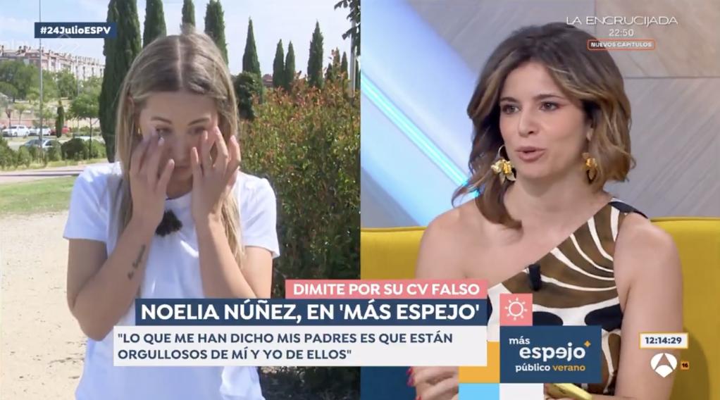 Llaman 'repaso' a lo que ha hecho Ana Iris Simón con Noelia Núñez en 'Espejo Público'